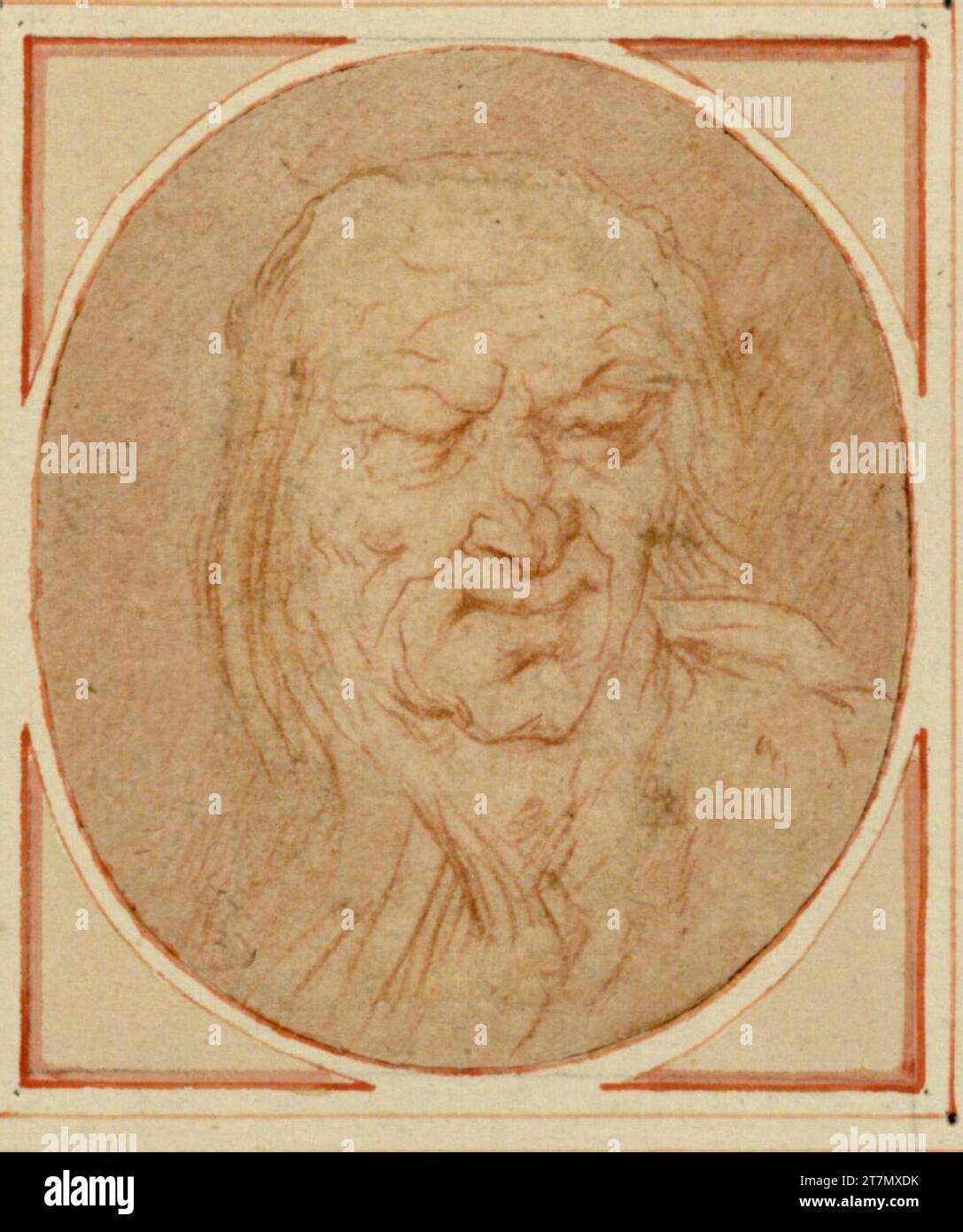 Anonym Portrait of a beardless old man with streaked hair in front view ...