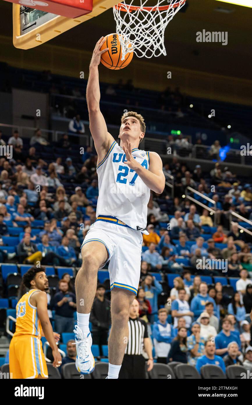 UCLA Bruins guard Jan Vide (27) scores during a NCAA men’s basketball ...