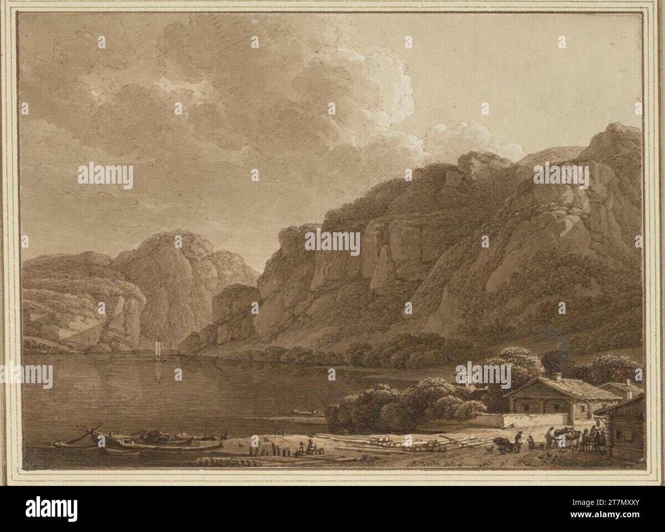 Johann Philipp Veith Alpine lake in Switzerland or in Upper Italy ...