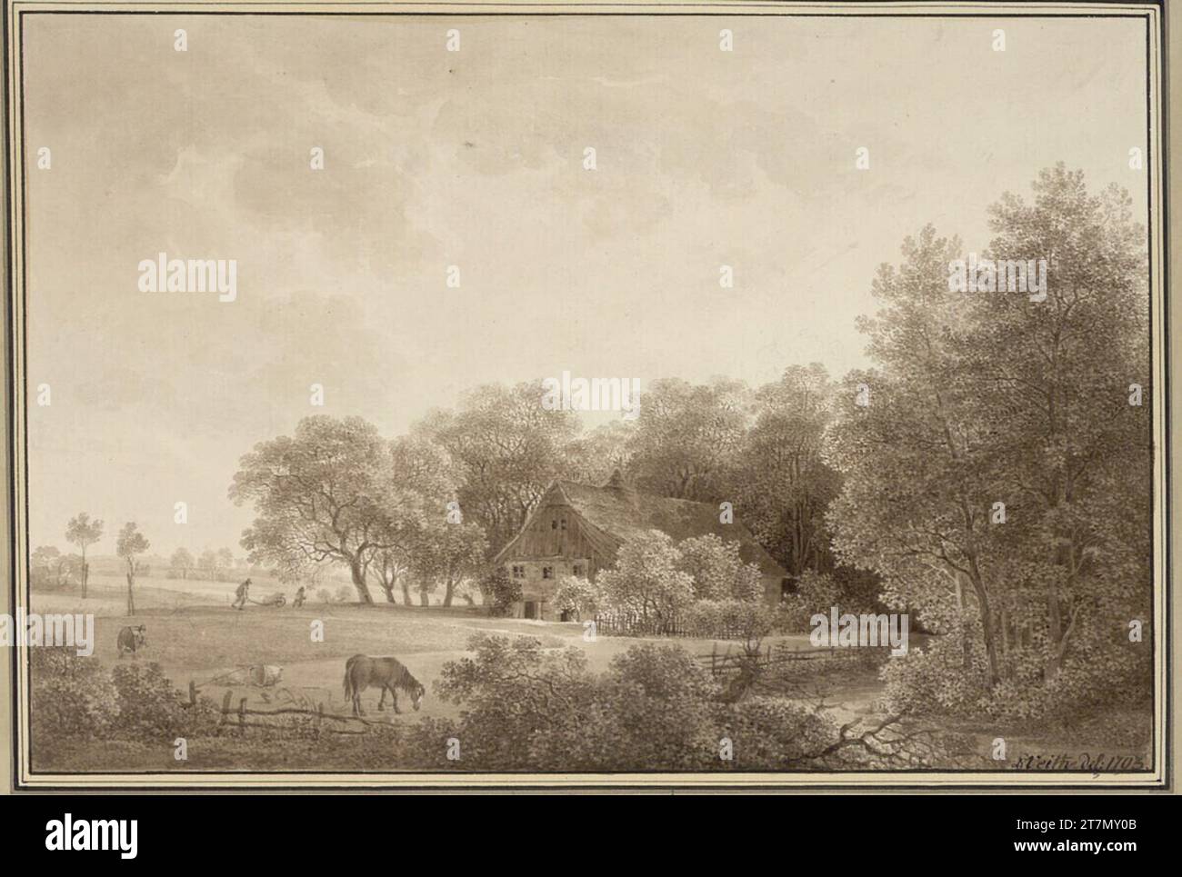Johann Philipp Veith Landscape with a farmhouse on the edge of the ...