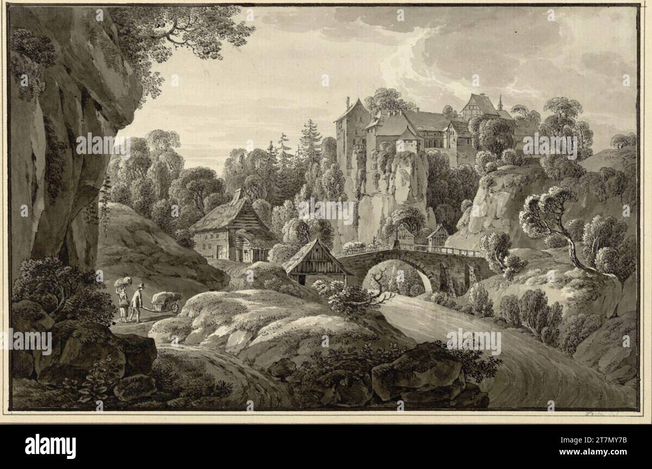 Johann Heinrich Troll Lohmen Castle in Saxon Switzerland. Feder in ...