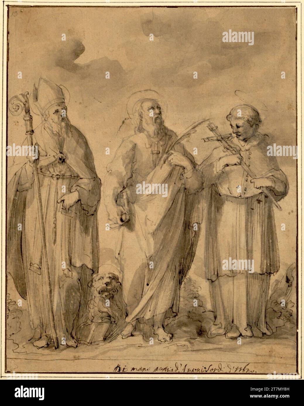Antonio Viviani GEN. SORDO D'URBINO Three standing saints: a bishop ...