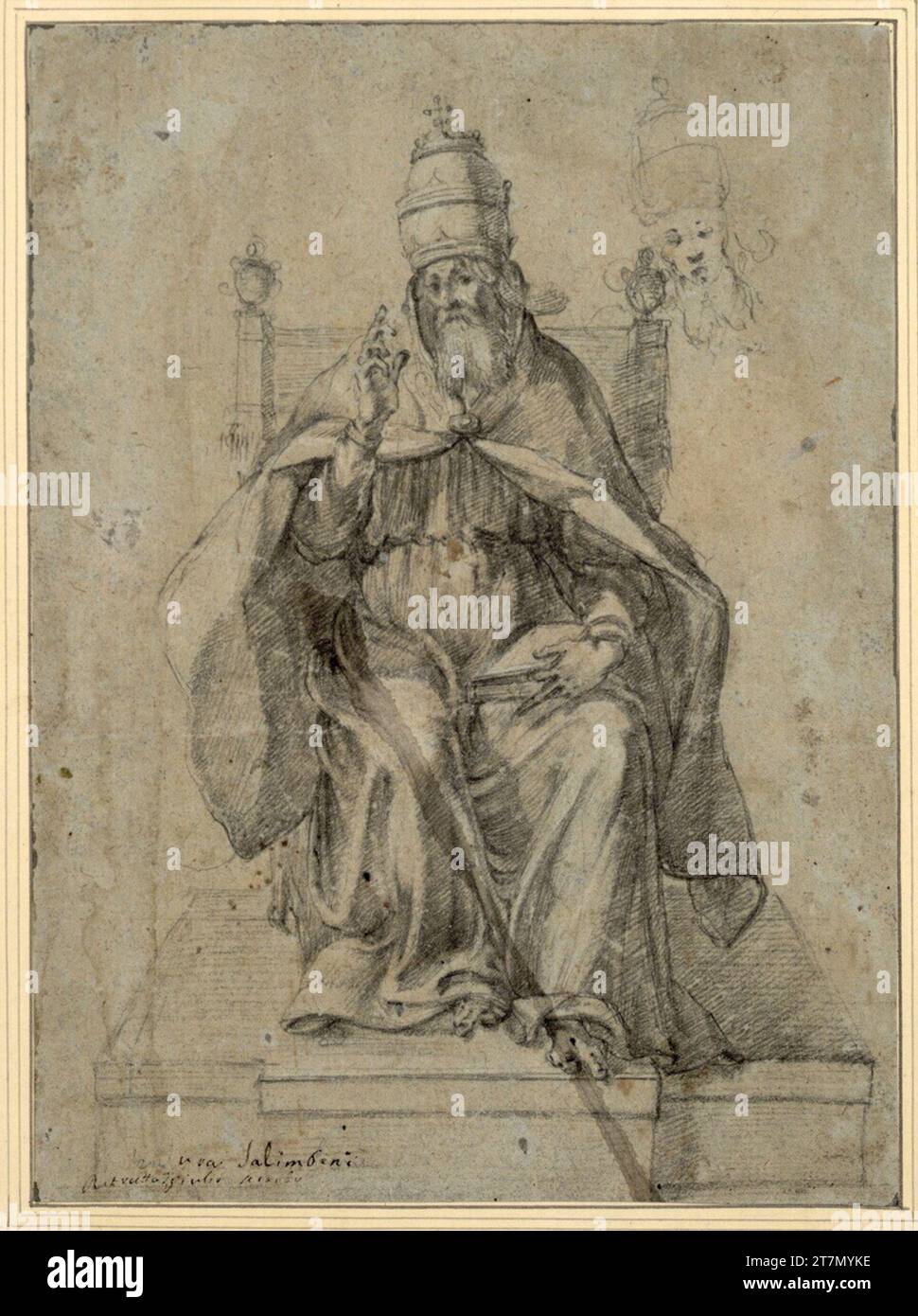 Ventura Salimbeni A Pope (Julius II?) On a throne chair, which levies ...