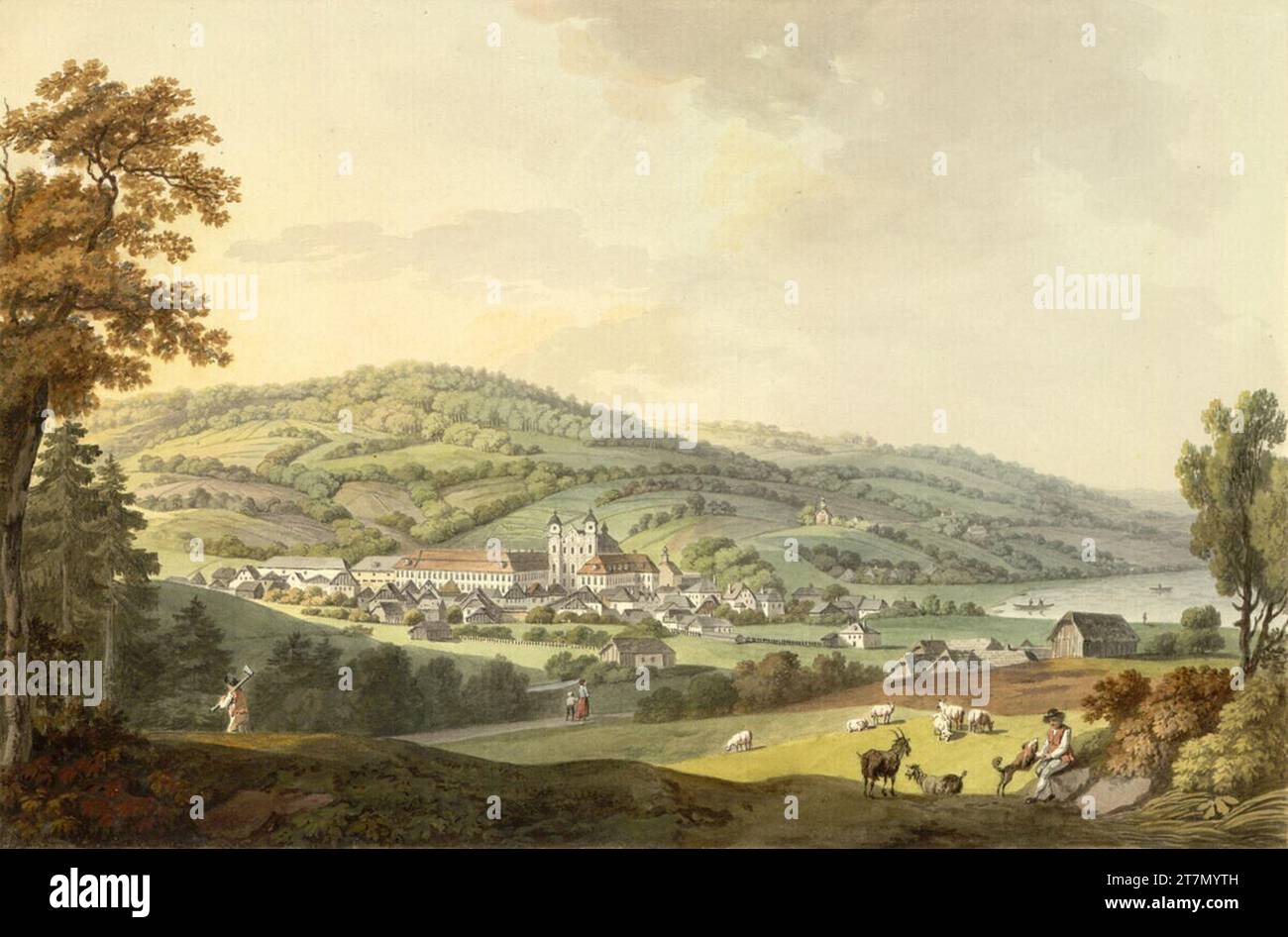 Ferdinand Runk Mondsee. Watercolor 1790-1810 , 1790/1810 Stock Photo ...