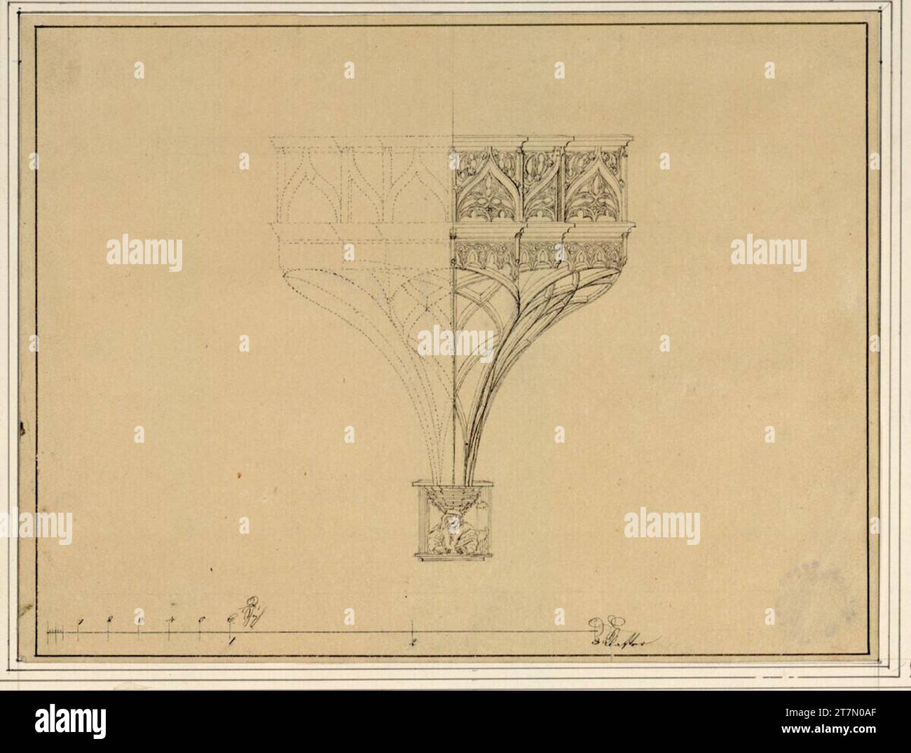 Joseph Fischer Frontal view of the organ foot with the bust of Anton ...