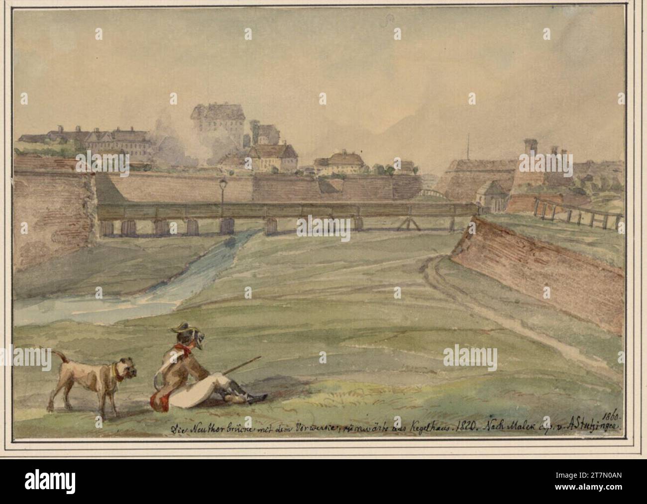 Anton Stutzinger The Neutor Bridge with the Vorwerk, the bowling house ...
