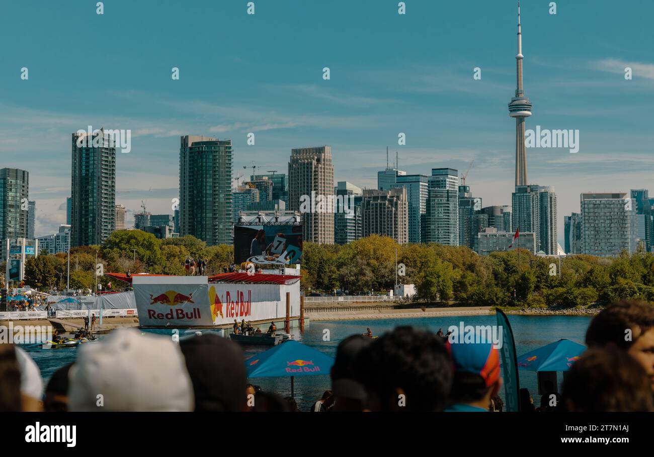 A crowd of people in Toronto, Canada, gathered to watch the Red Bull ...