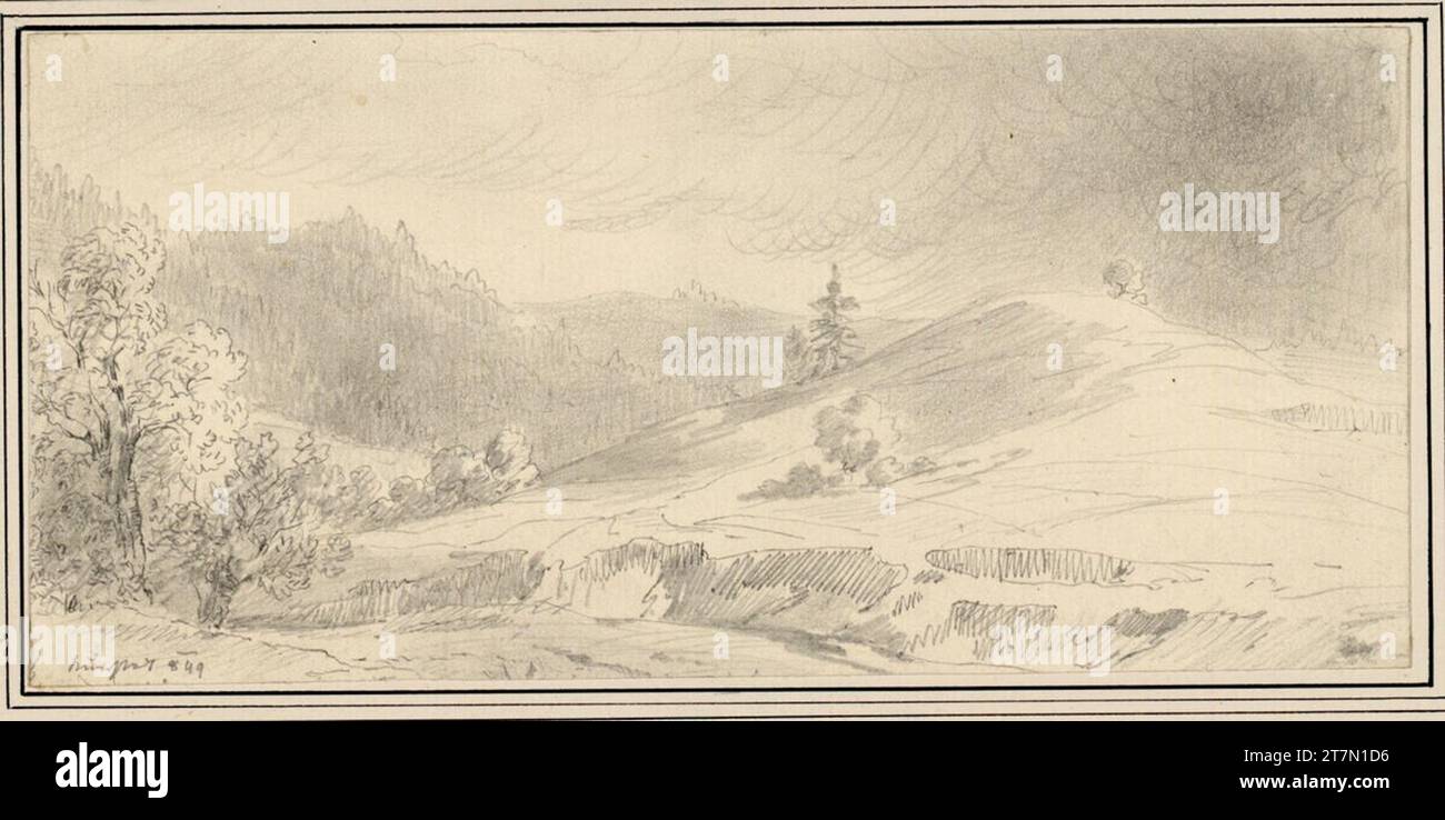 Carl Pischinger Landscape. Pencil 1849 , 1849 Stock Photo - Alamy