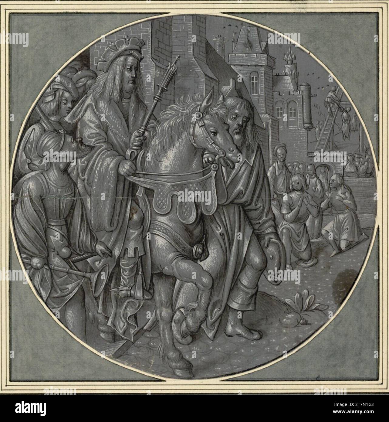 Cornelis Engebrechtsz. The triumph of the Mordechai (target tear). Pen ...