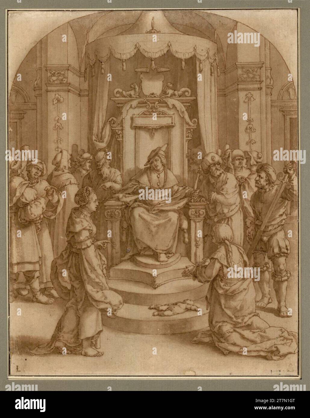 Jan de Bisschop The Solomon's judgment. Feder in brown, laved Stock ...