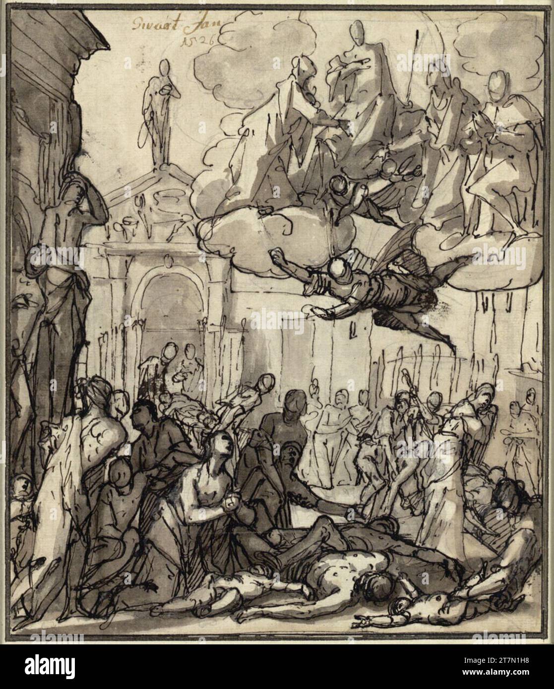 Antonio Vassilacchi GEN. ALIENSE The plague in Venice. Leasts; Feather ...