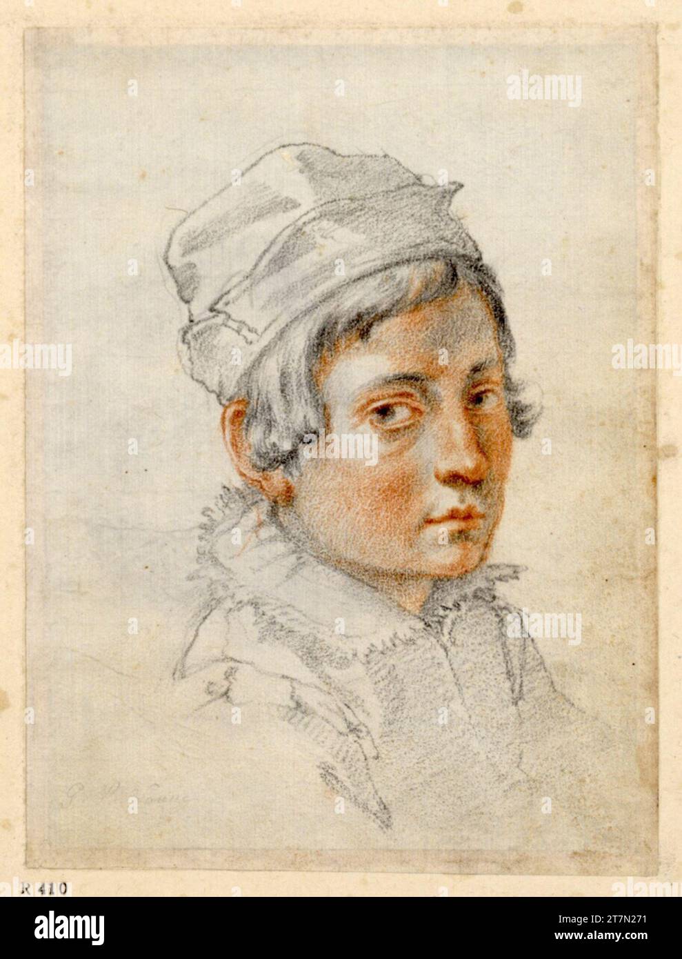 Giovanni Battista Vanni Head of a boy with a cap into the front view to ...