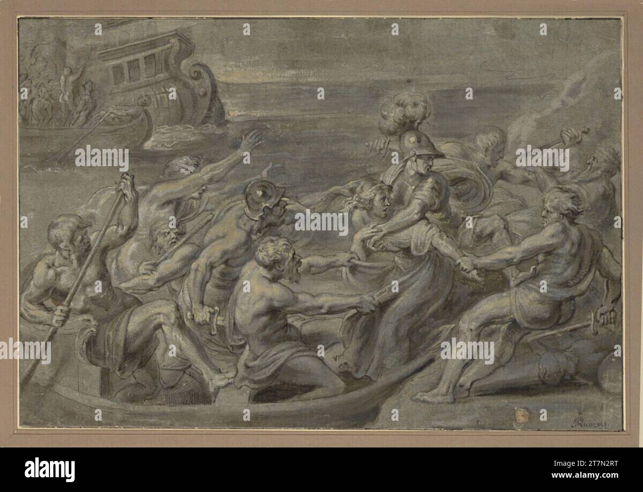 Peter Paul Rubens (School) The kidnapping of the Helena. Feder in brown ...