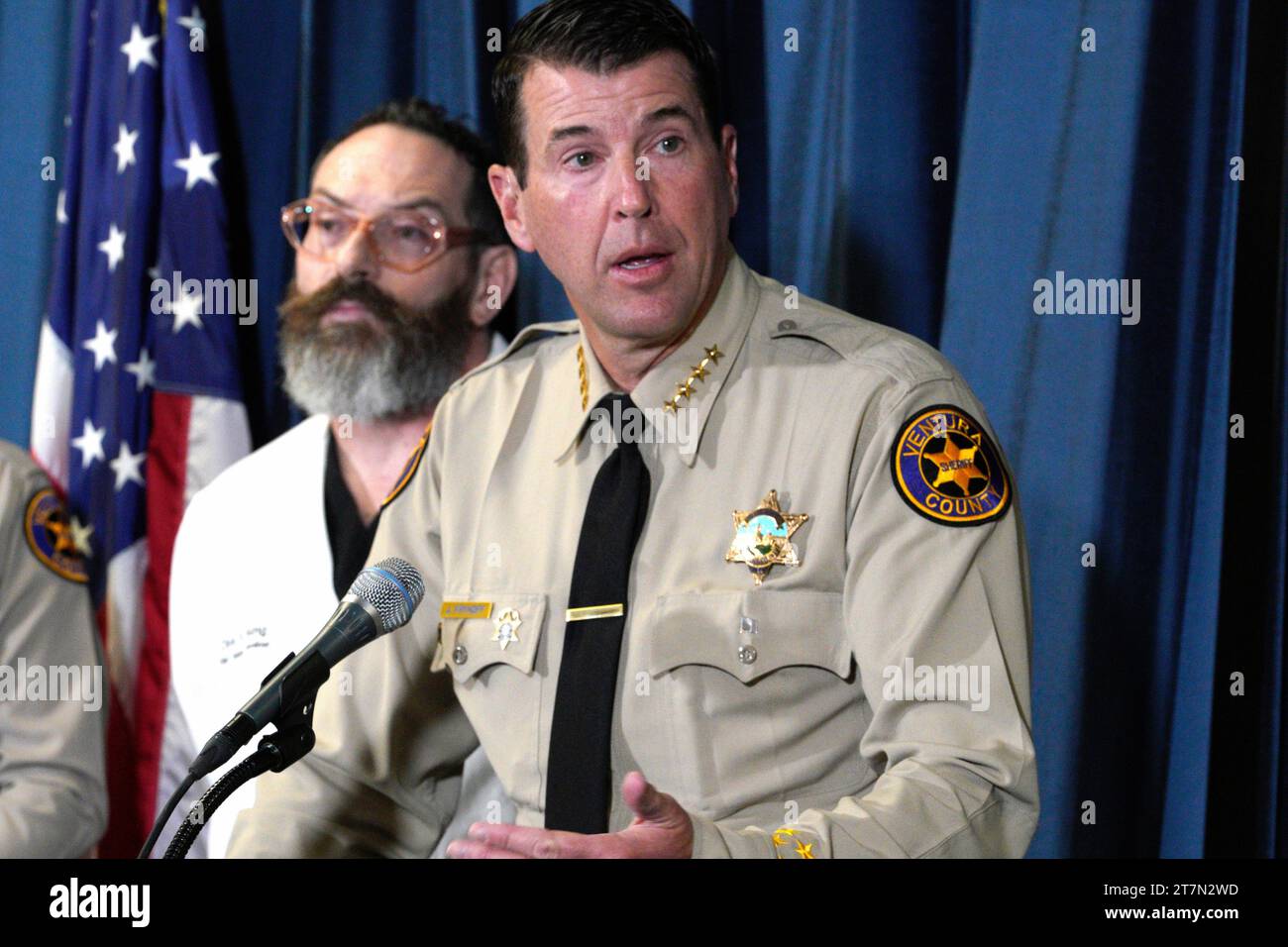 FILE - Ventura County Sheriff Jim Fryhoff takes questions as Chief ...