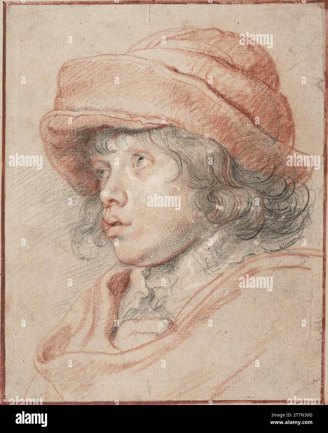 Peter Paul Rubens Rubens' son Nikolaus with red felt cap. Black chalk ...