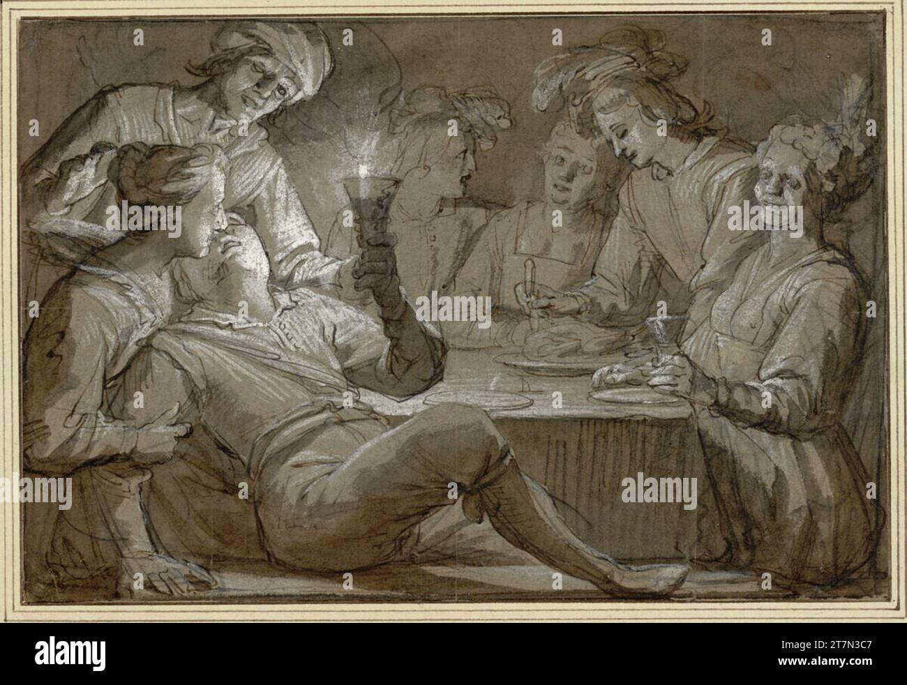 Gerrit van Honthorst The lost son with the dirns (loose table company ...