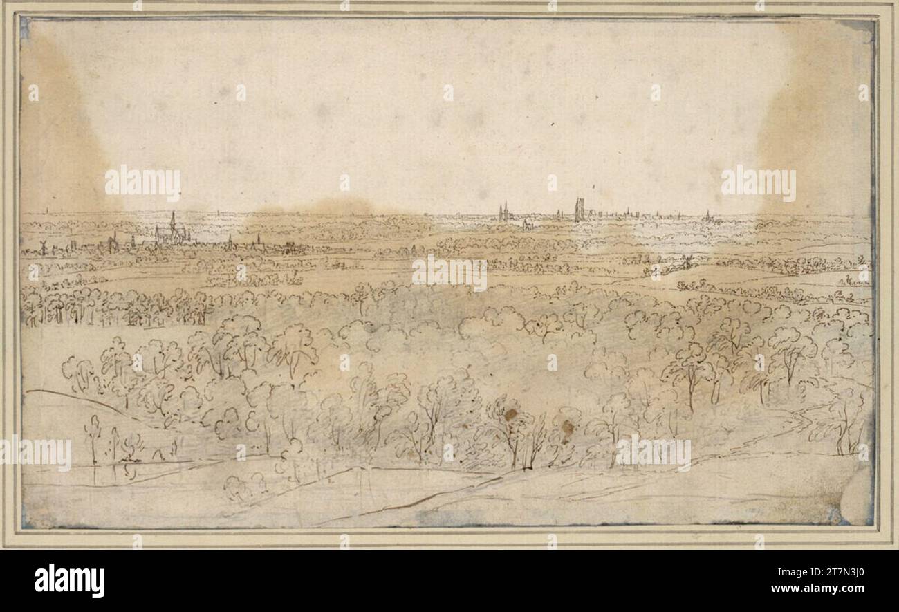 Lucas van Uden Flat panoramic landscape with a view of Alost ...