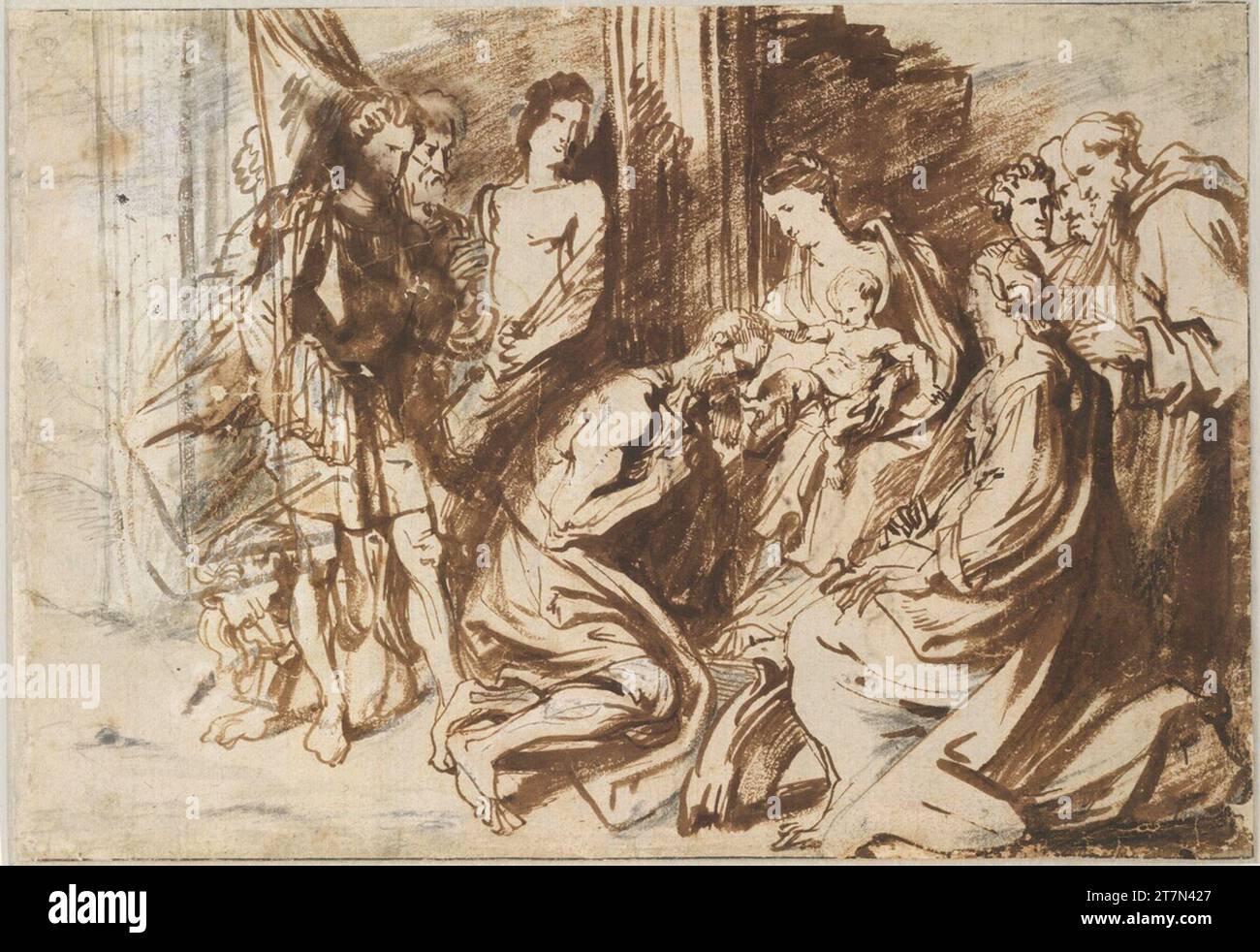 Anthonis van Dyck Maria and the child are worshiped by saints. Black ...