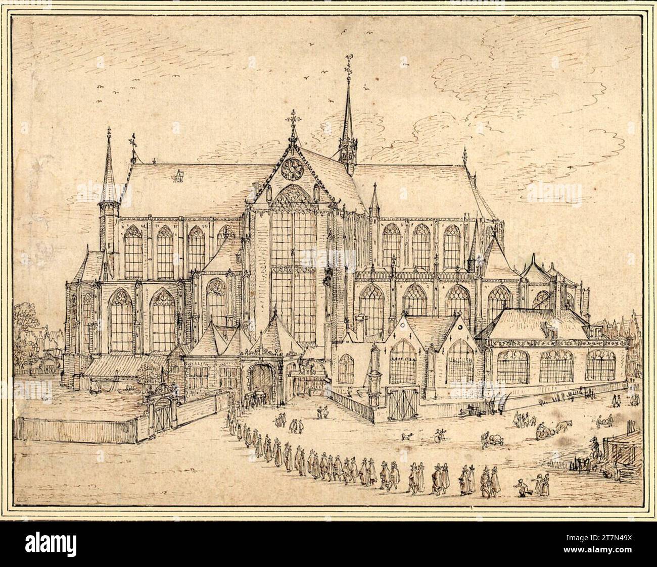 Anonym The Nieuwe Kerk in Amsterdam, seen from the south. Feder in ...