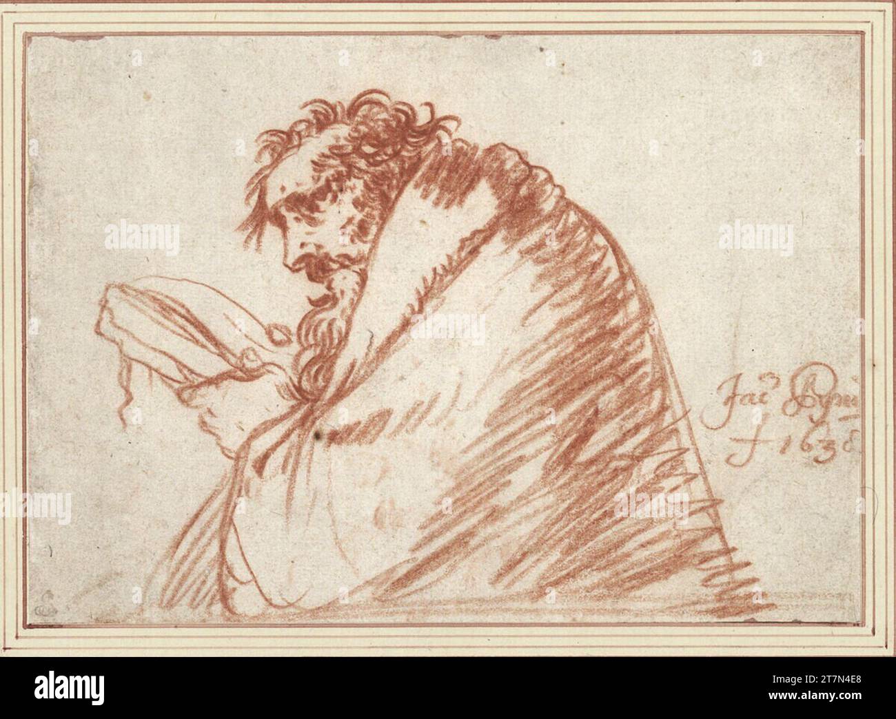 Jacob Symonsz. Pynas Half figure of a bearded man in profile (an ...