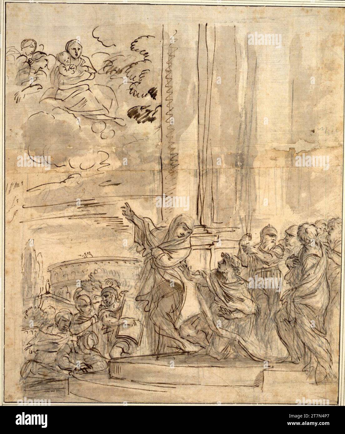 Pier Francesco Mola The Tiburtine Sibylle shows the kneeling Augustus ...