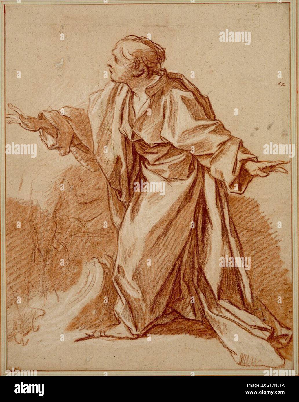 Carlo Maratta Mantel figure turned to the left with arms stretched away ...