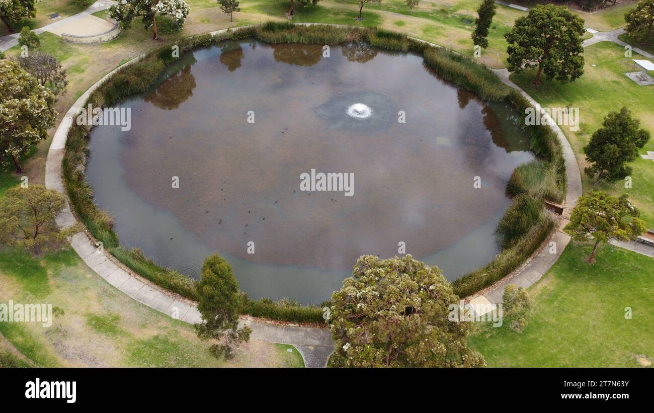 An aerial view of the scenic Blue Lake Park in Joondalup, Perth ...