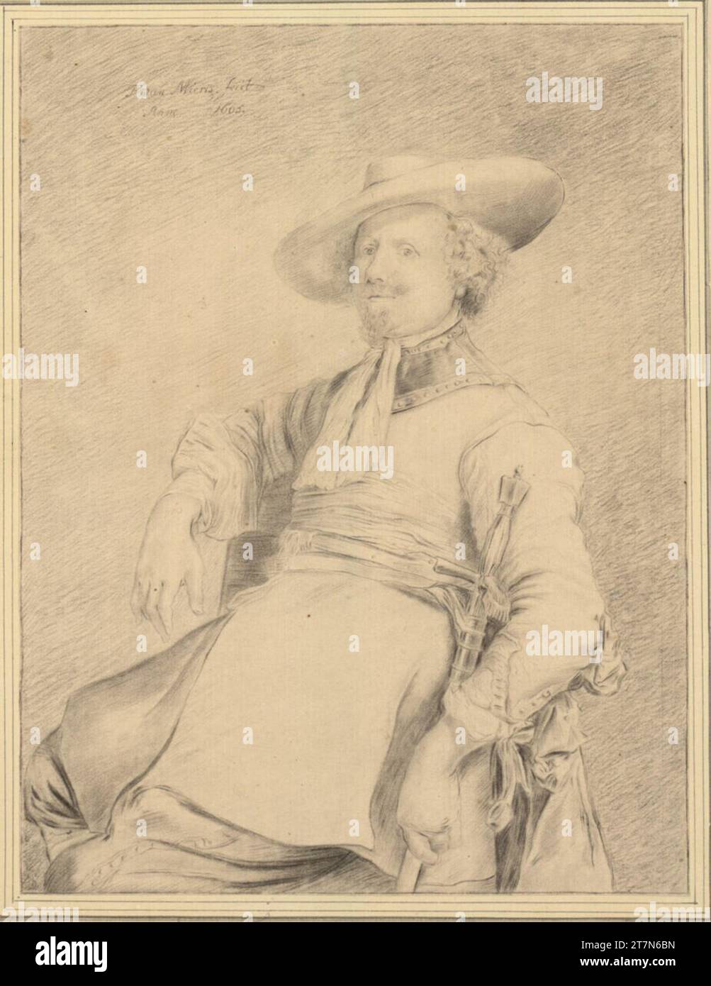 Frans van Mieris d. Ä. Portrait of a seated man with a wide -brimmed ...