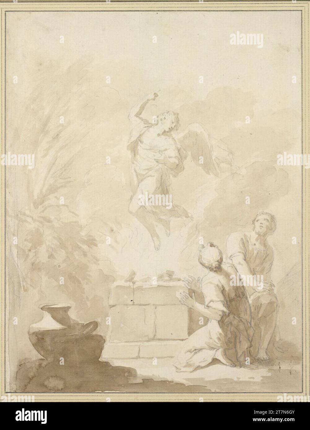 Johannes Voorhout The angel reveals Manoah and his wife in the fire of ...