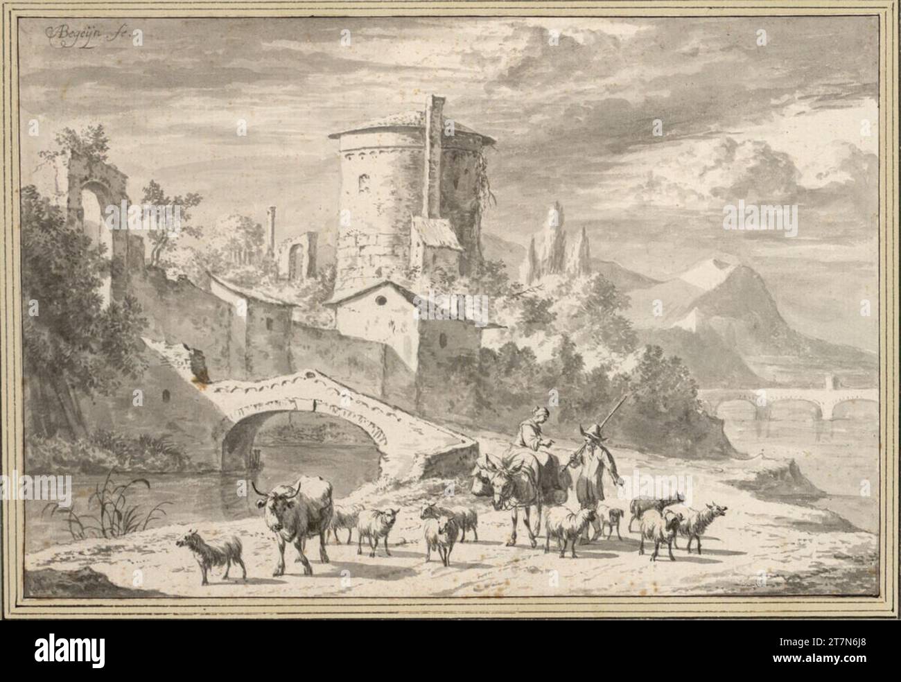 Abraham Jansz. Begeyn (Bega) (Bega) Southern river landscape with a ...