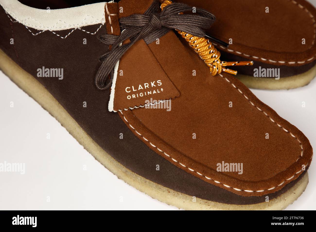 a close up studio shot, of the fashionable English "Clark Wallabees ...