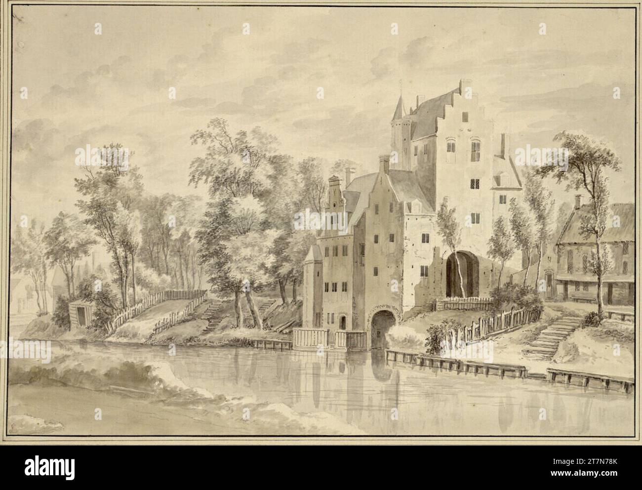 Dirk Jansen van Santen Schloss -like torture on a channel. Graphite ...