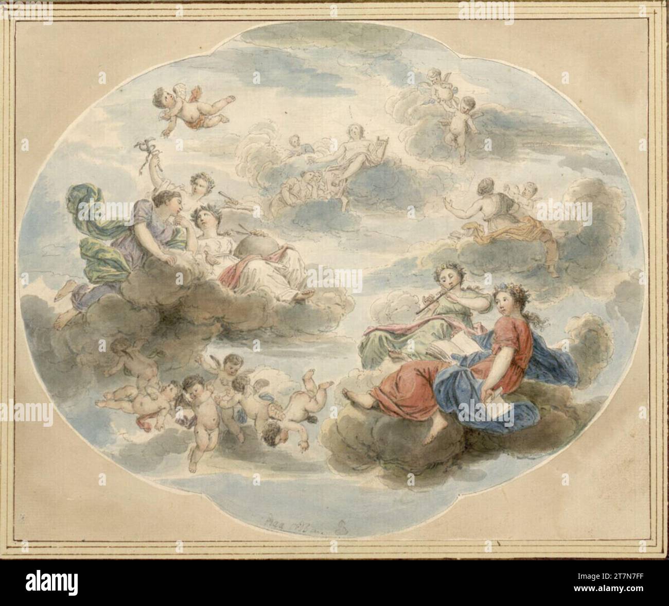 Louis Fabritius Dubourg The muses and Apollo, throne on clouds (draft ...