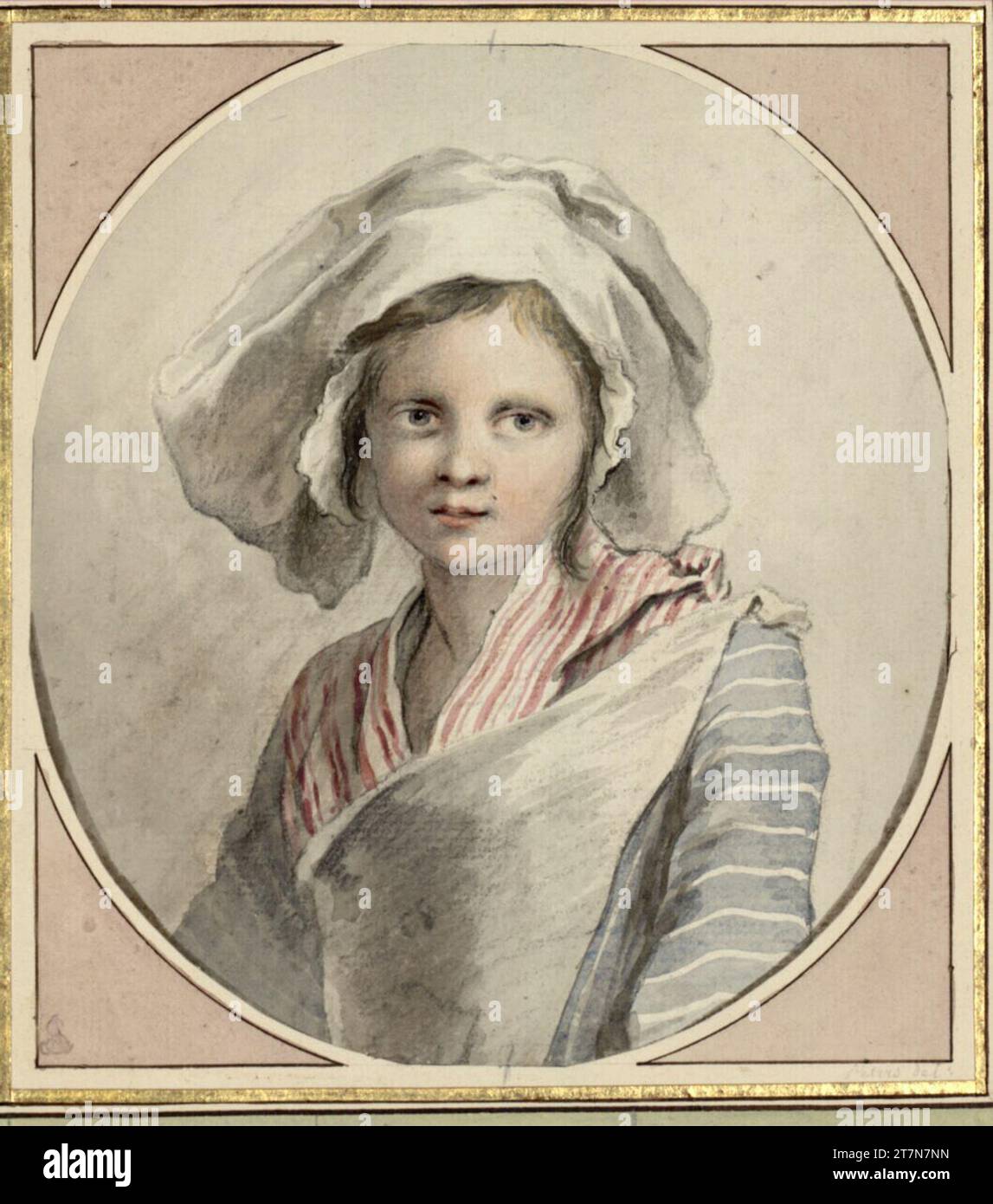 Johann Anton de Peters Half -length portrait of a fishing girl ...