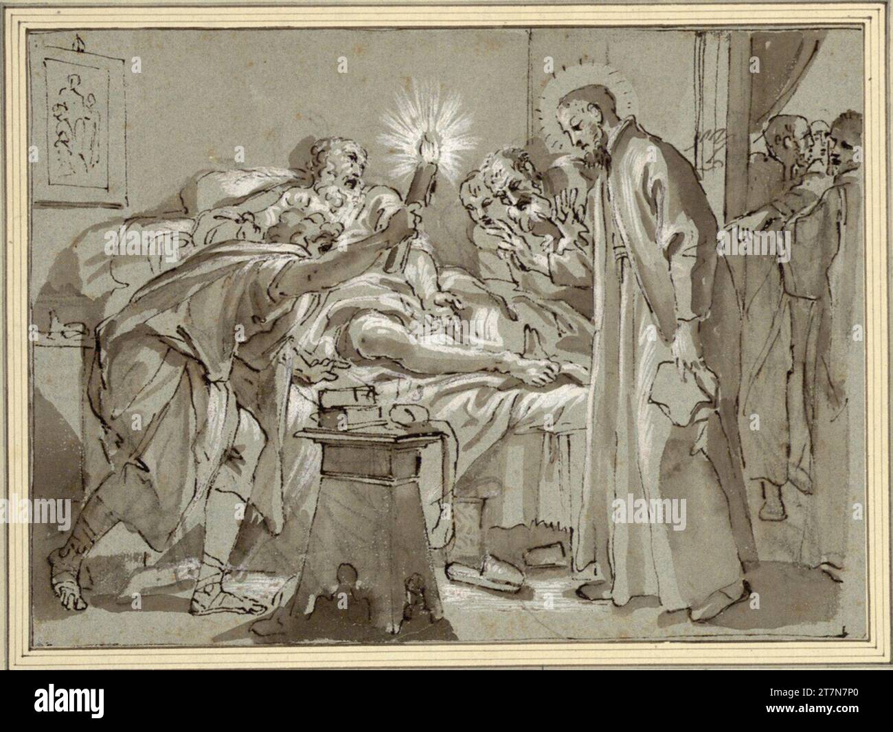 Andrea Procaccini St. Karl Borromäus visits a plague patient. Feather ...