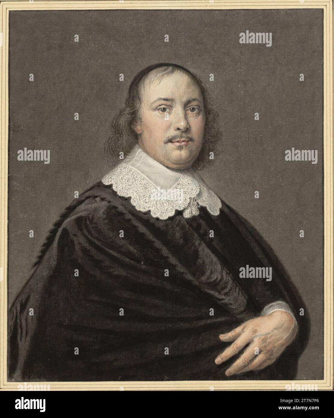 Cornelis van Noorde Portrait of a noble man in black robe (counterpart ...