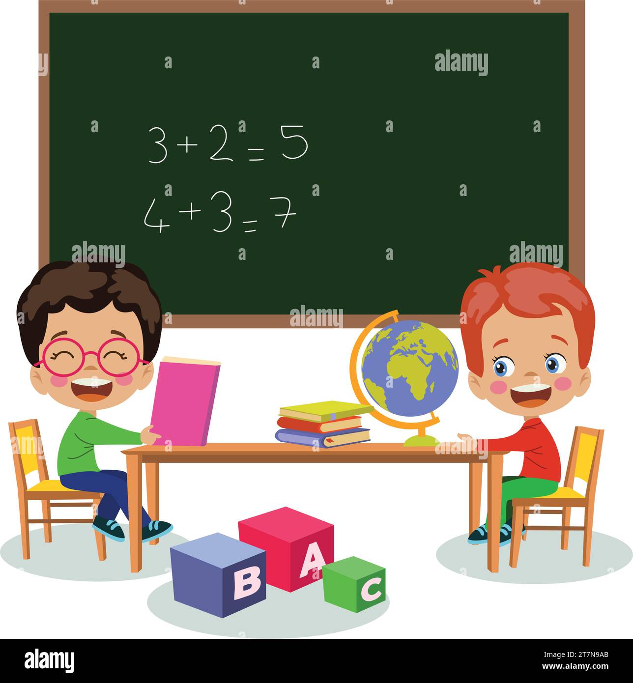 cute kids studying world map studying in classroom at school Stock ...