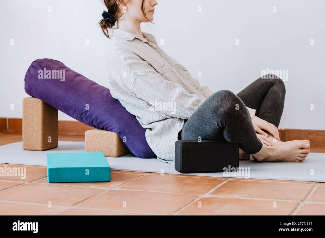 Restorative yoga pose hi-res stock photography and images - Alamy