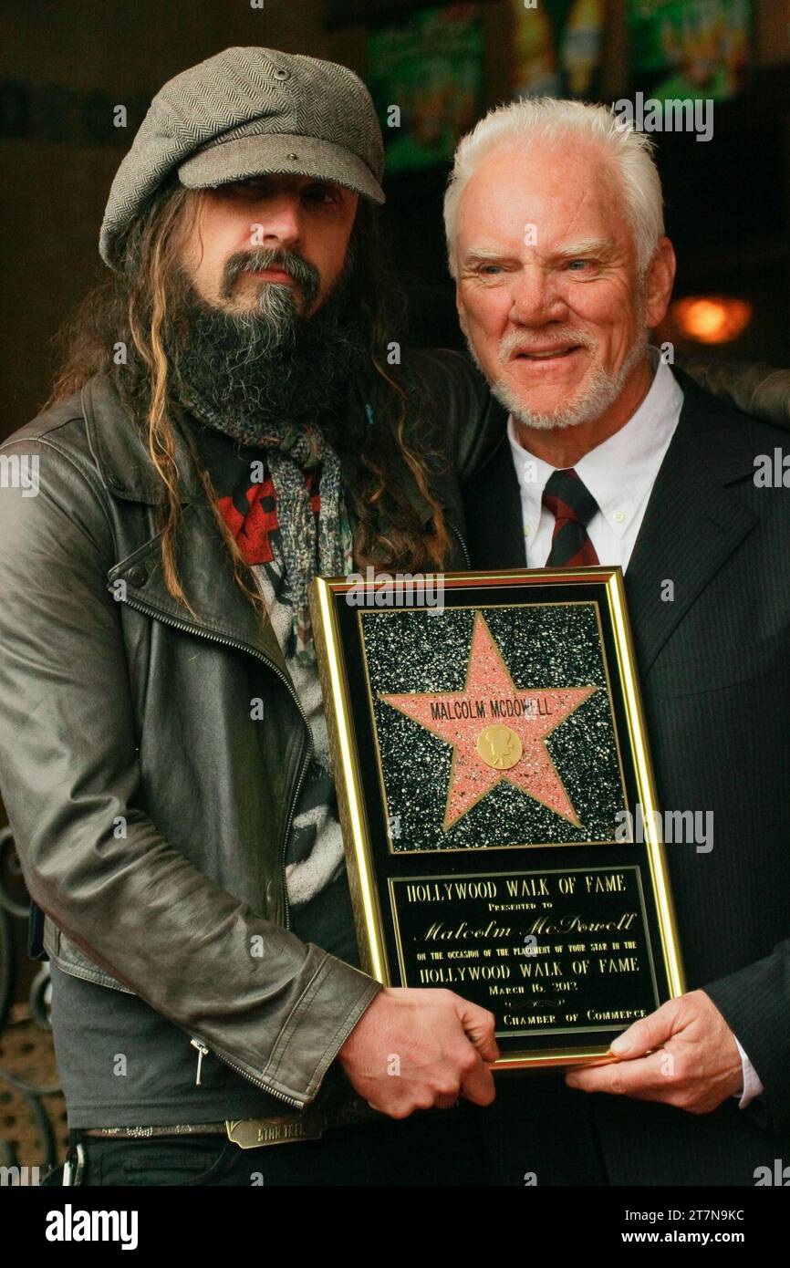 Malcolm McDowell and Rob Zombie at the Hollywood Chamber of Commerce ...