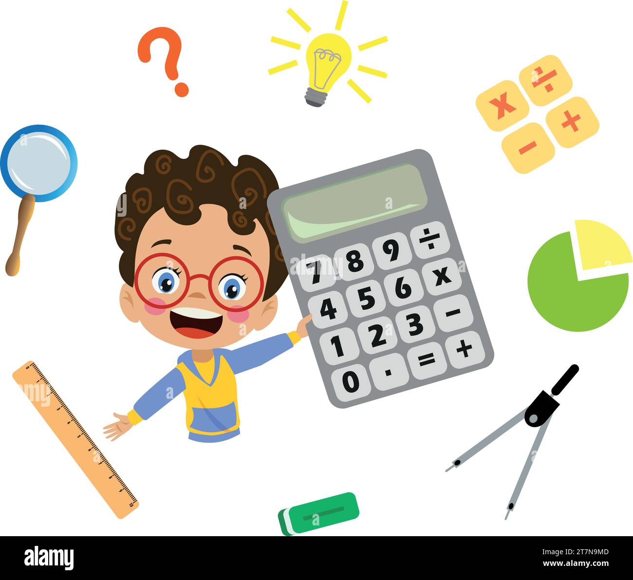 calculator math and cute boy Stock Vector Image & Art - Alamy