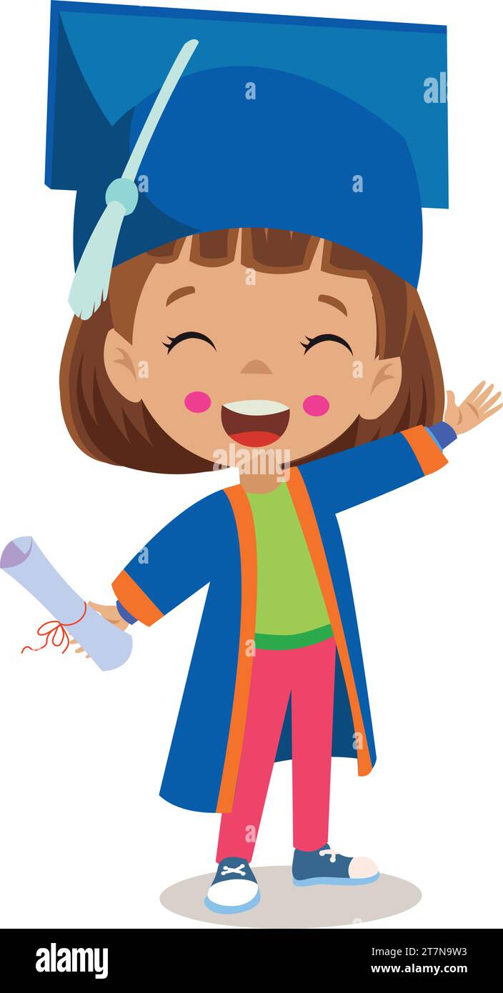 cute kid graduating graduation throwing cap Stock Vector Image & Art ...