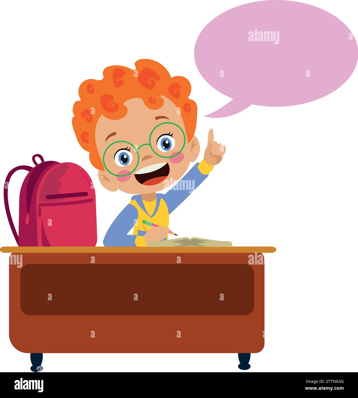 hardworking student raising fingers in class Stock Vector Image & Art ...