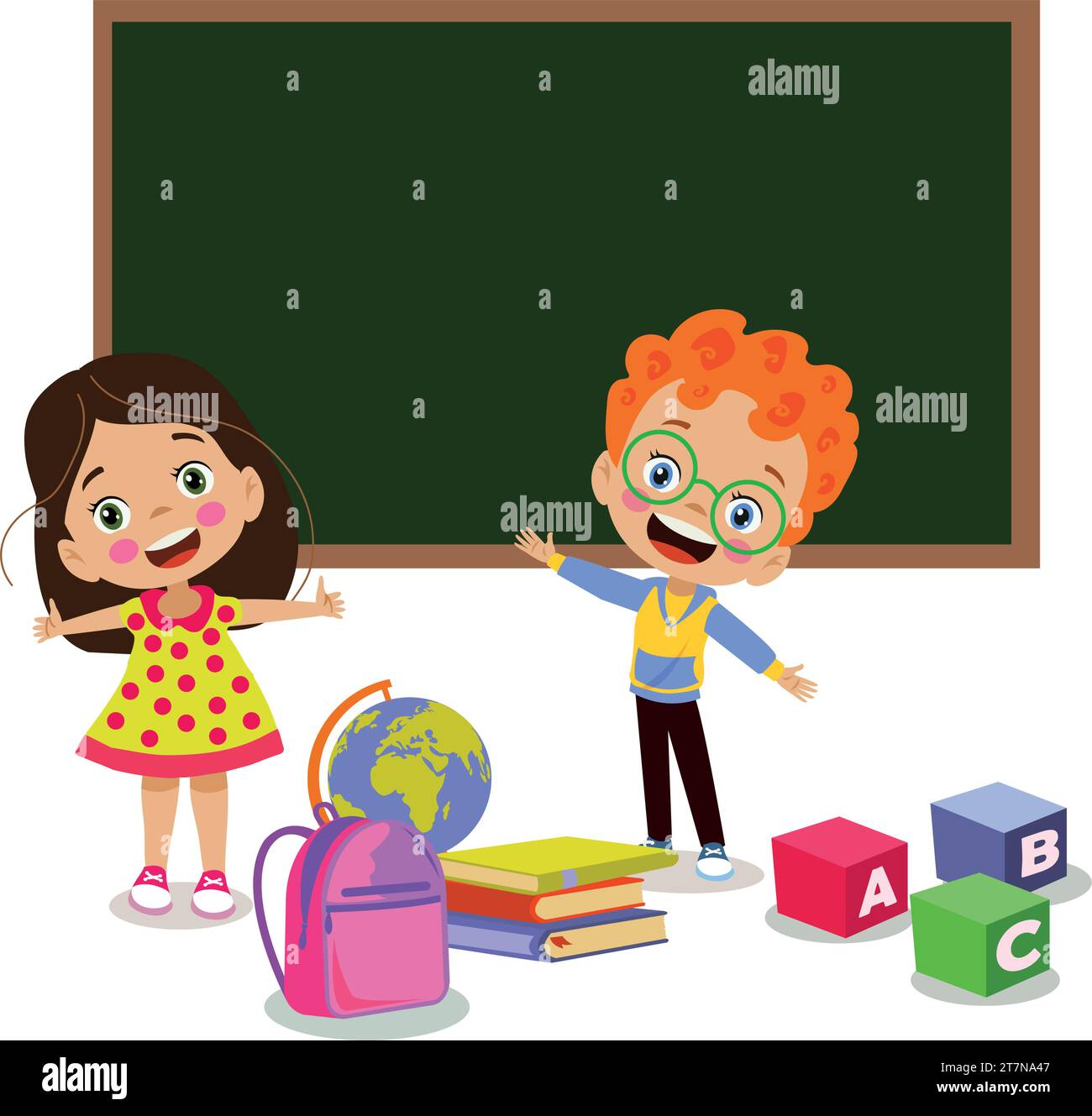 cute kids studying world map studying in classroom at school Stock ...