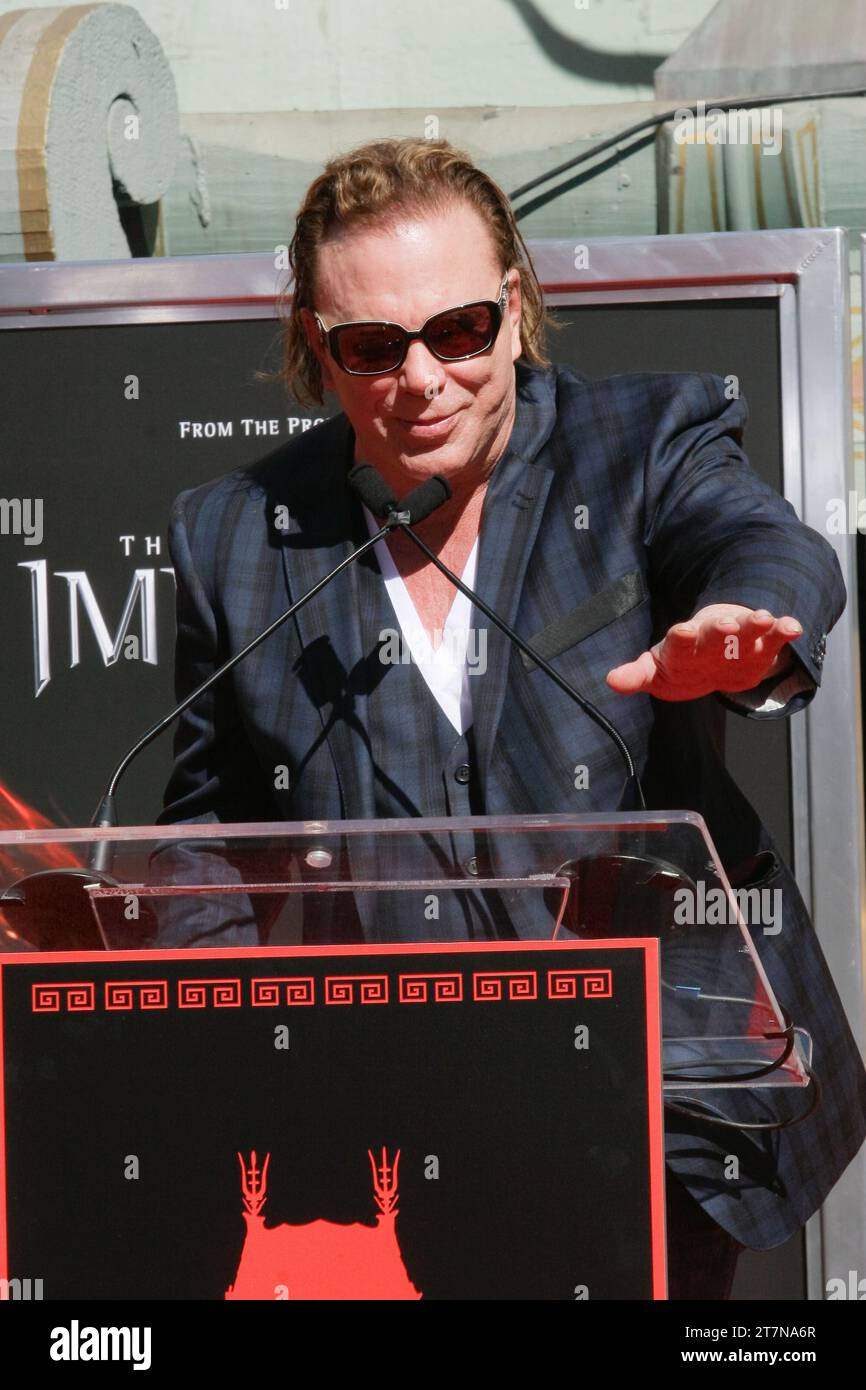 Mickey Rourke at the Hand and Footprint Ceremony honoring him in Cement ...
