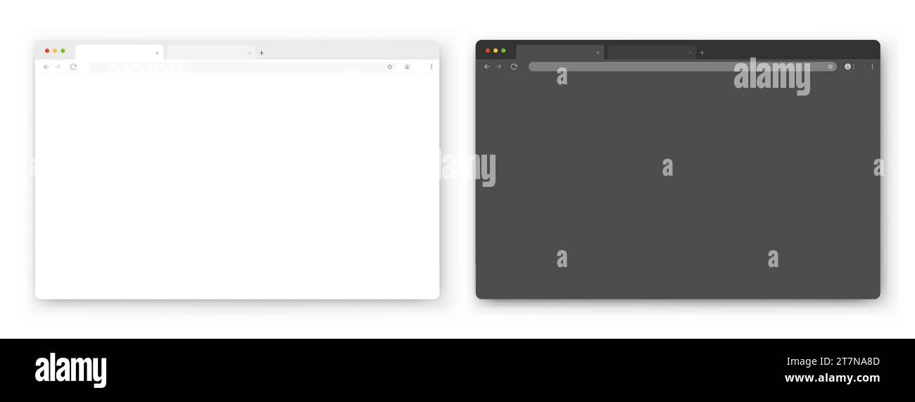 Browser windows. A set of realistic empty browser windows in white and gray with a toolbar ...