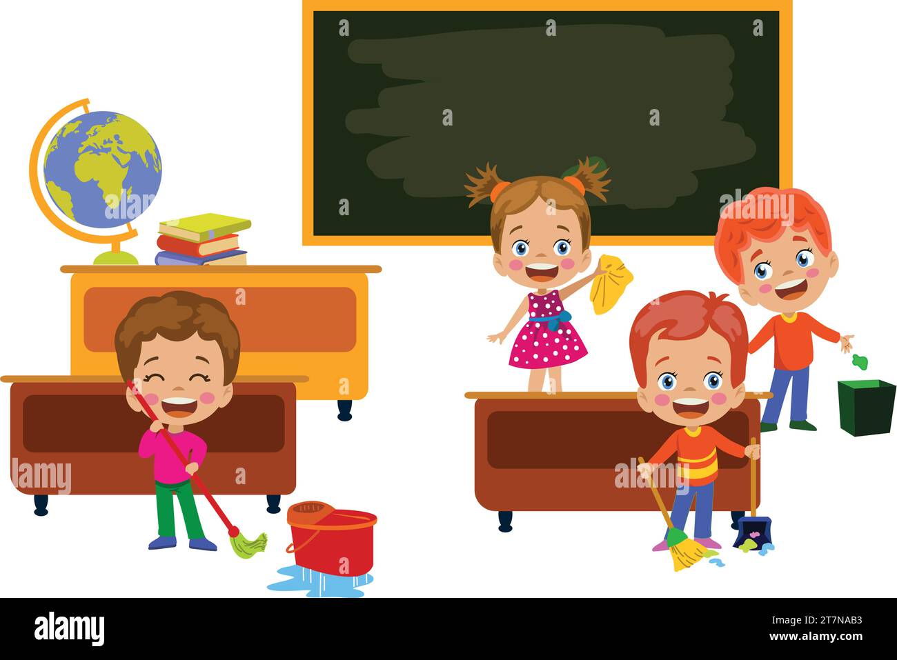 students cleaning up school classrooms Stock Vector Image & Art - Alamy