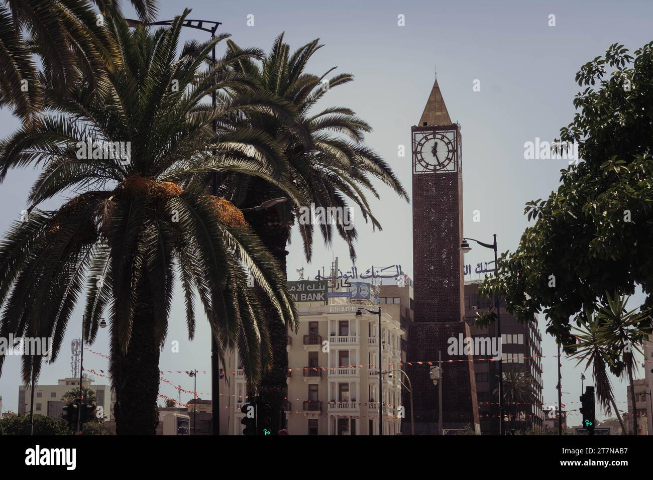 The Avenue Habib Bourguiba Clocktower in Tunis downtown, the famous ...