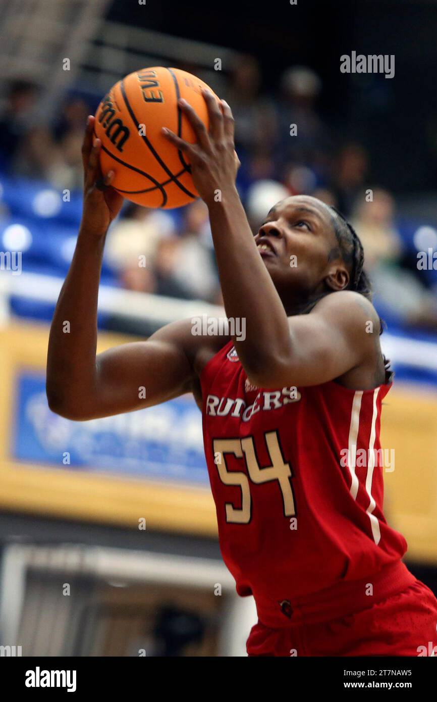 Rutgers center Chyna Cornwell (54) shoot a basket during an NCAA ...