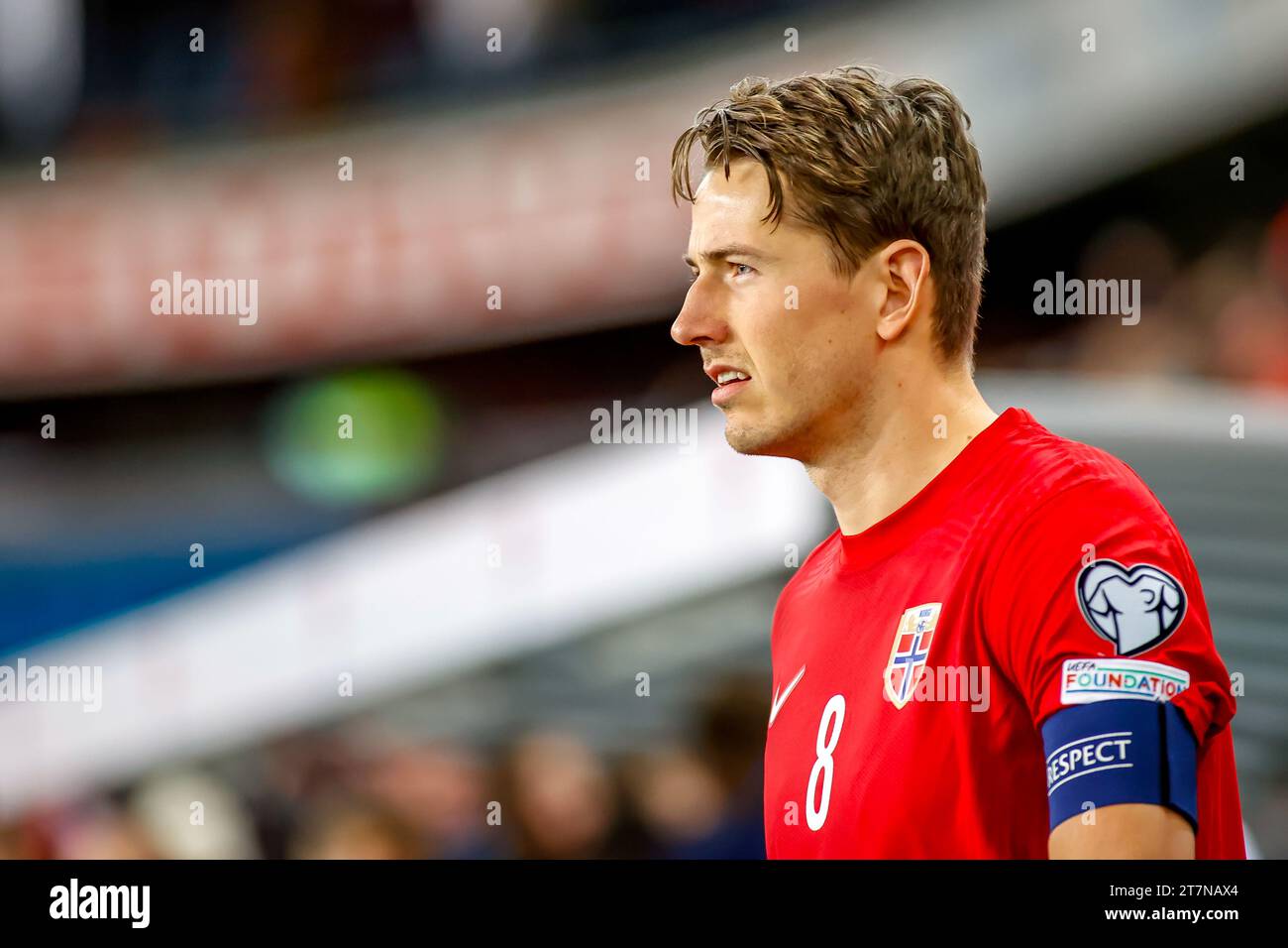 Oslo, Norway, 16th November 2023. Norway's Sander Berge leads Norway ut ...