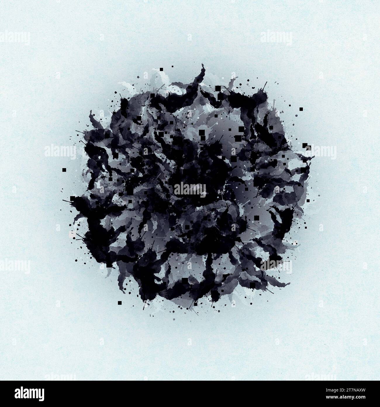 Black Watercolor Circle Splashes Set Isolated on White Background ...